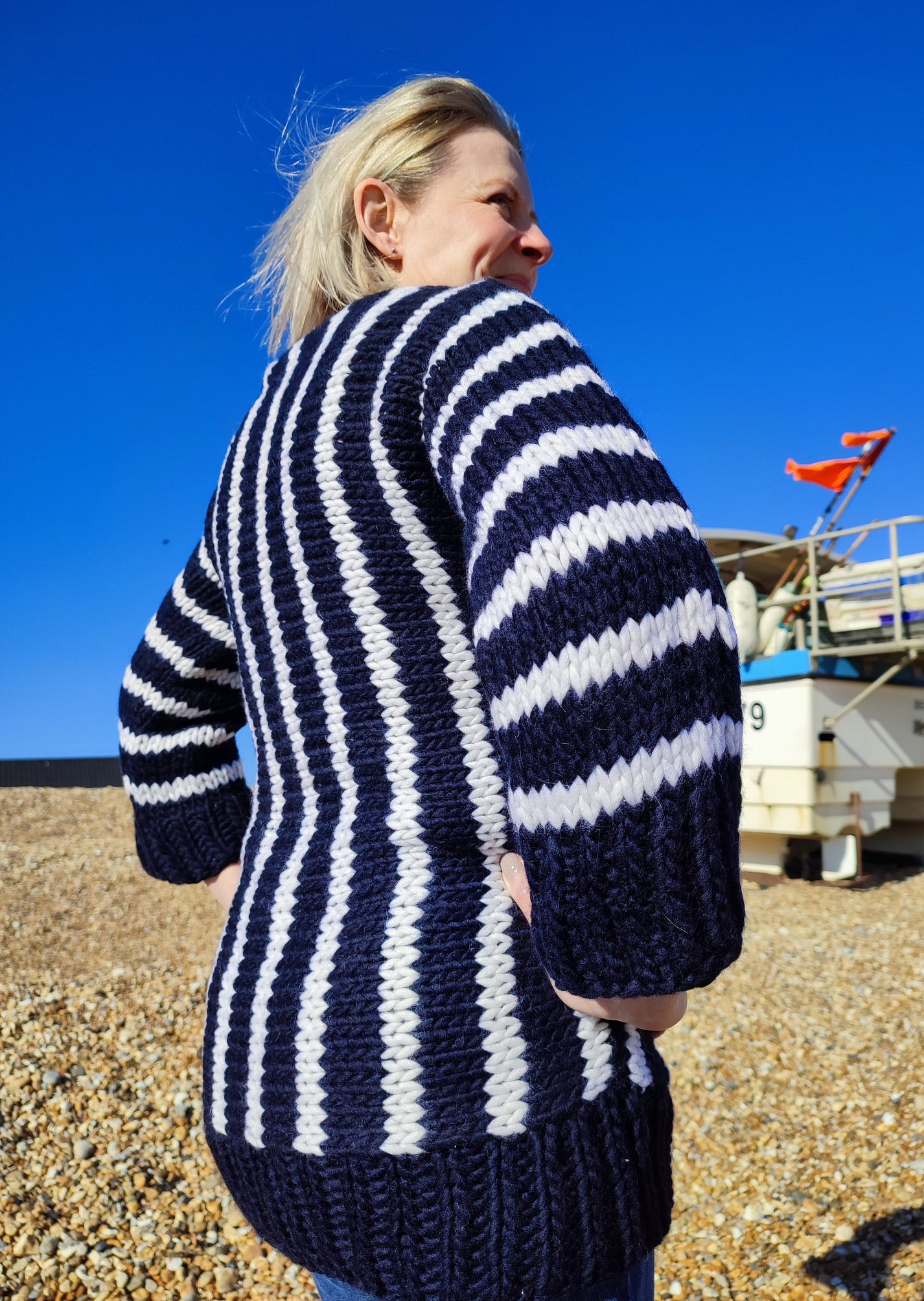 Chunky Striped Sweater Knitting Pattern - Sandgate Sweater – King & Eye