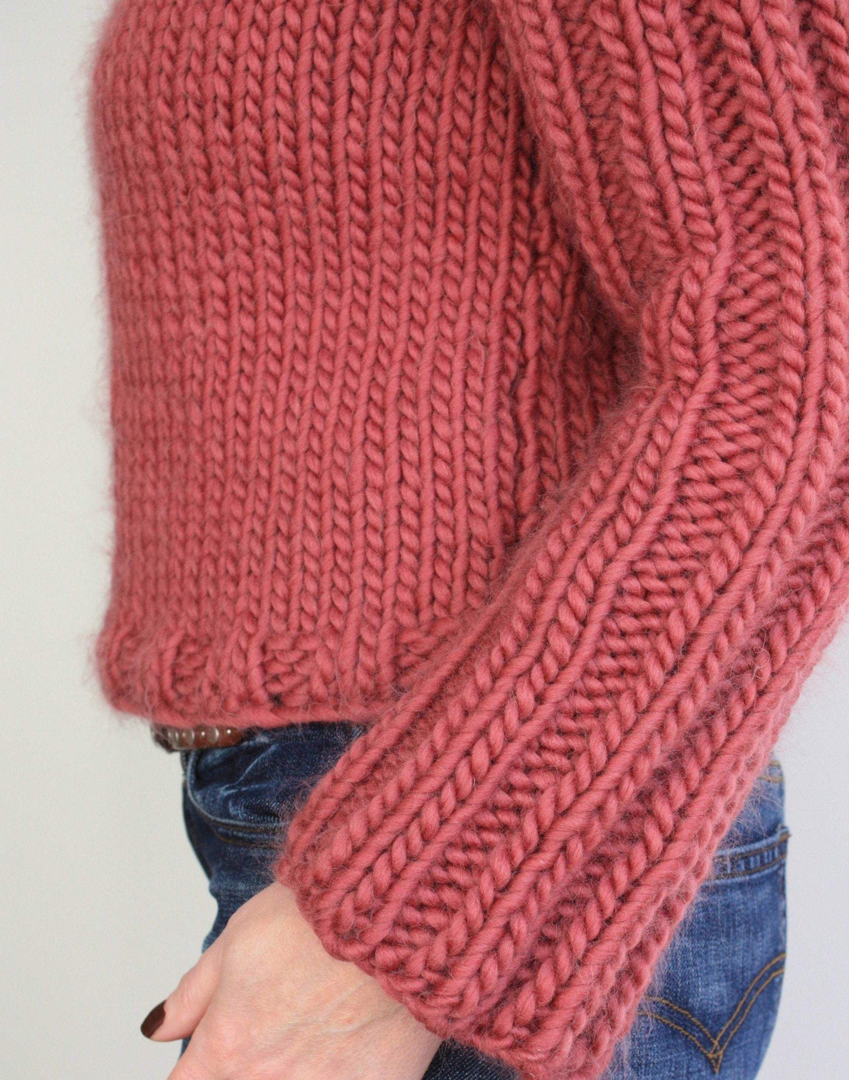 Easy Beginner-Friendly Chunky Knit Sweater (Digital PDF) I Railway Sle ...
